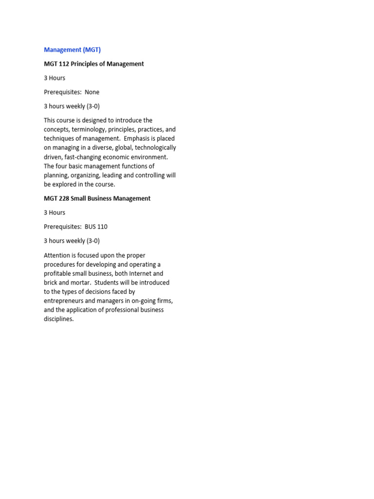 Management Principles and Small Business | PDF
