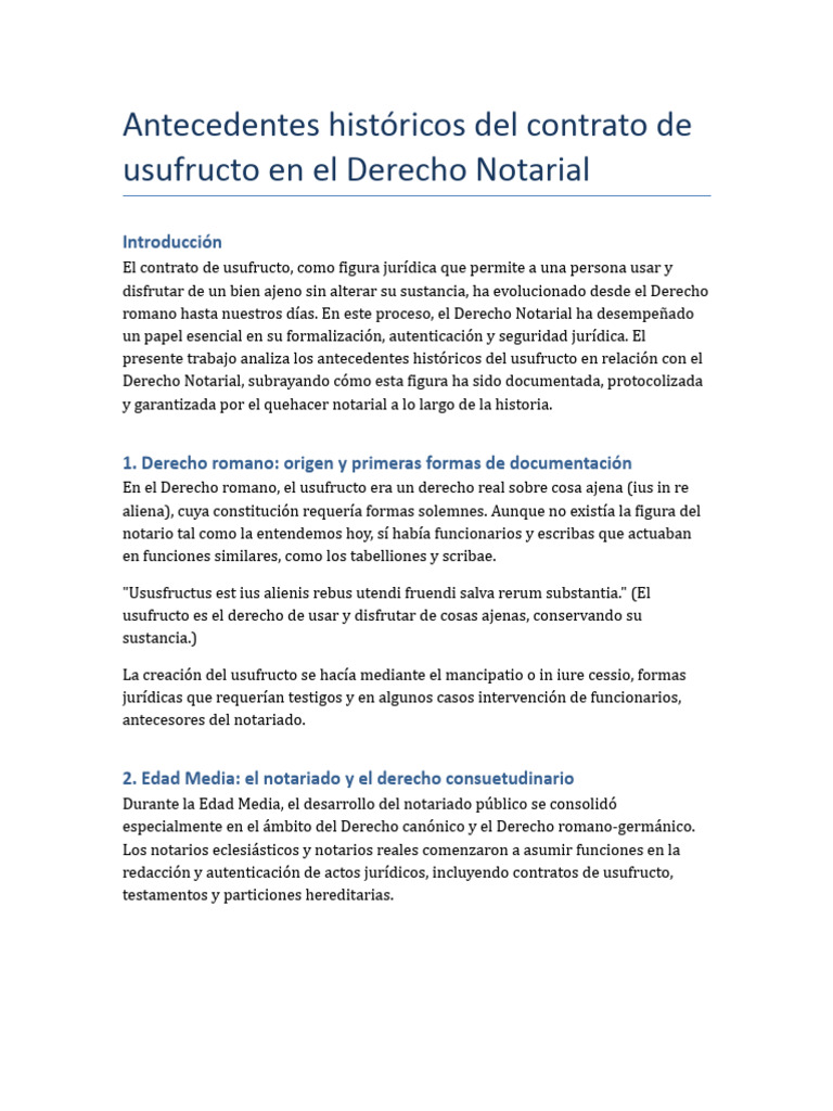 Antecedentes Usufructo Notarial | PDF | Propiedad | Derecho Civil ...