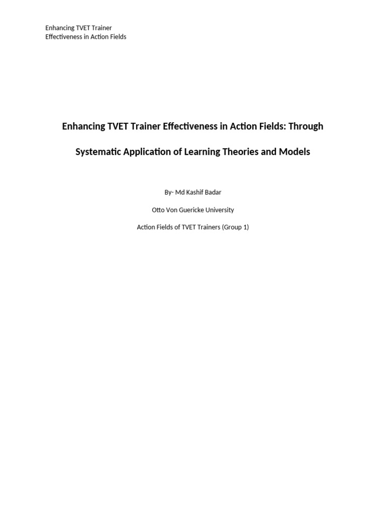 Action Fields of TVET Trainers | PDF | Vocational Education | Learning