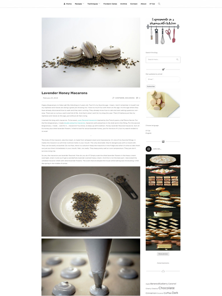Lavender Honey Macarons - Cake Lab | PDF | Macaron | Foods