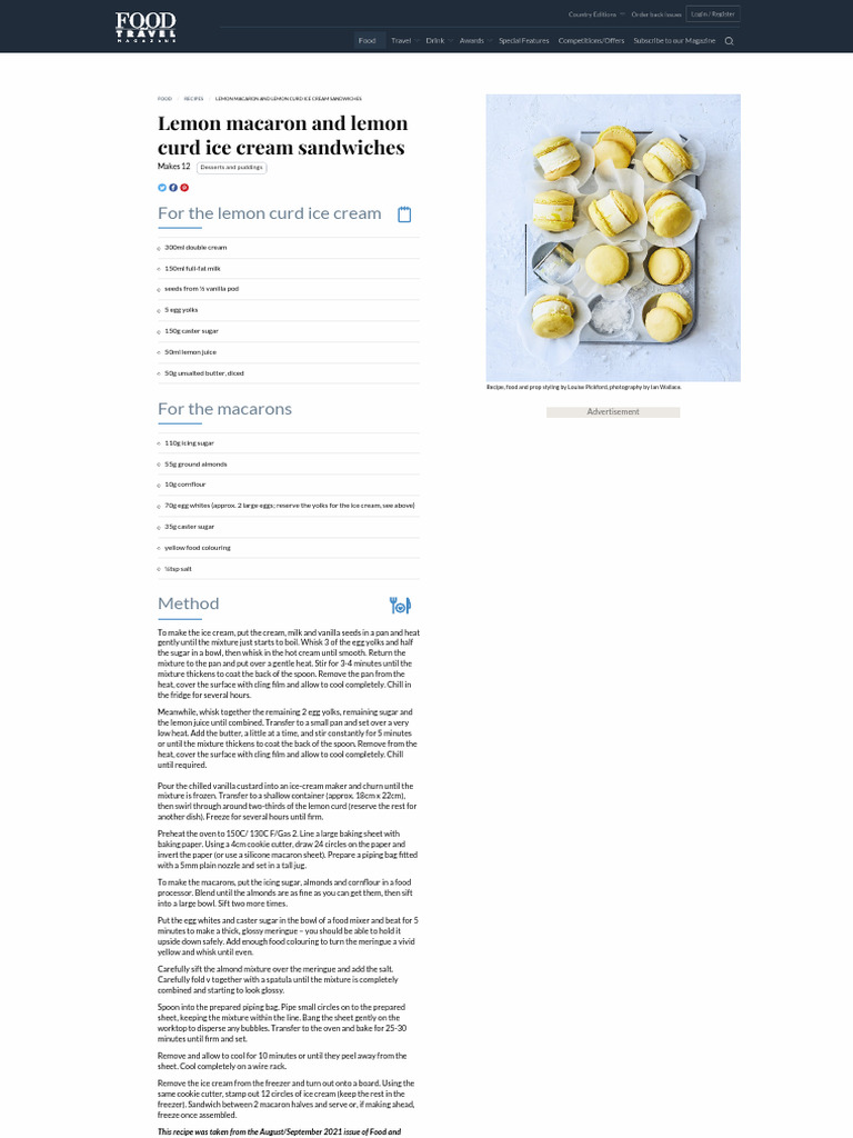 Lemon Macaron and Lemon Curd Ice Cream - Food and Travel Magazine | PDF ...