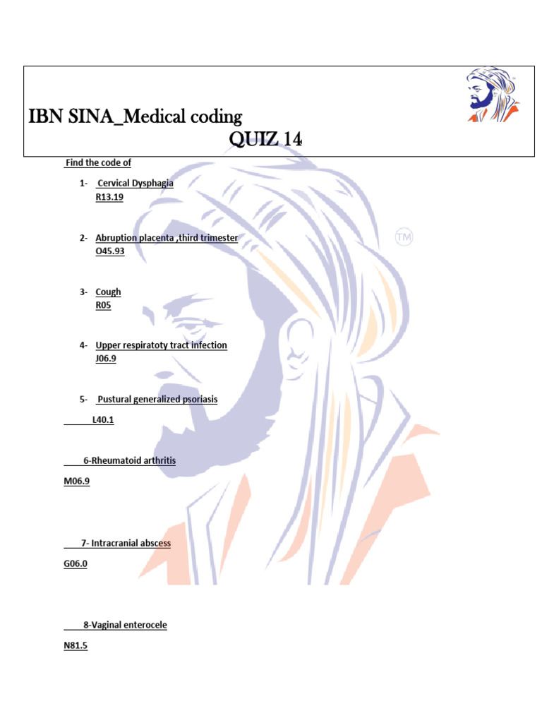 Medical Coding Quiz Answers 14 | PDF