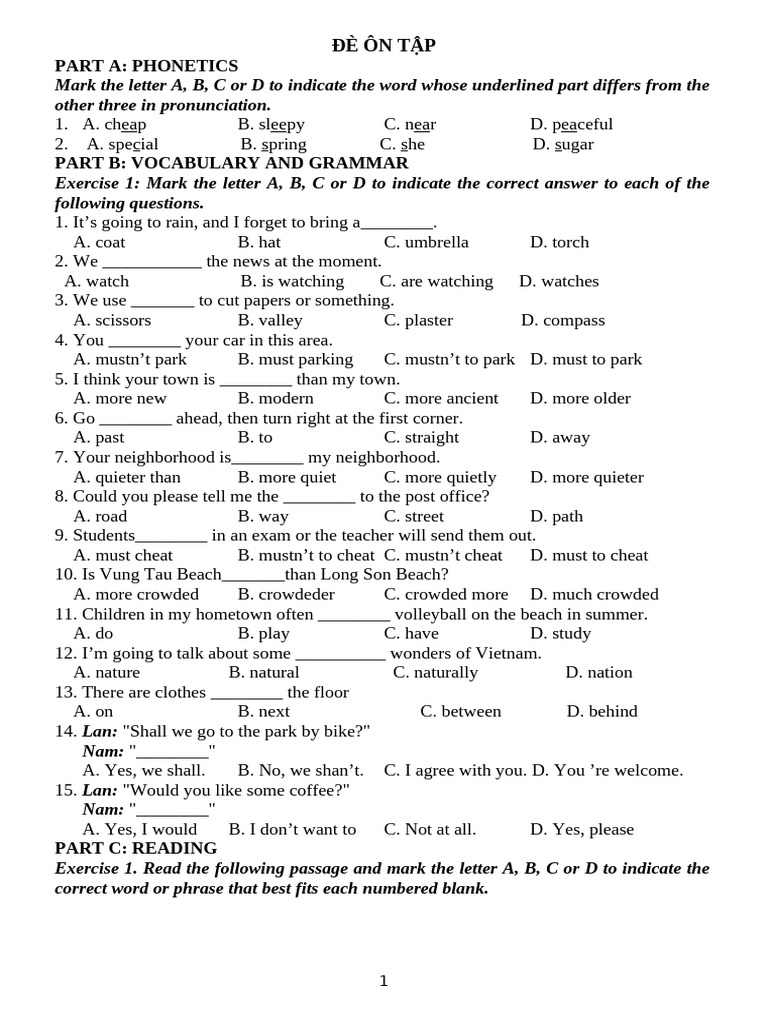 Phonetics and Grammar Practice Test | PDF