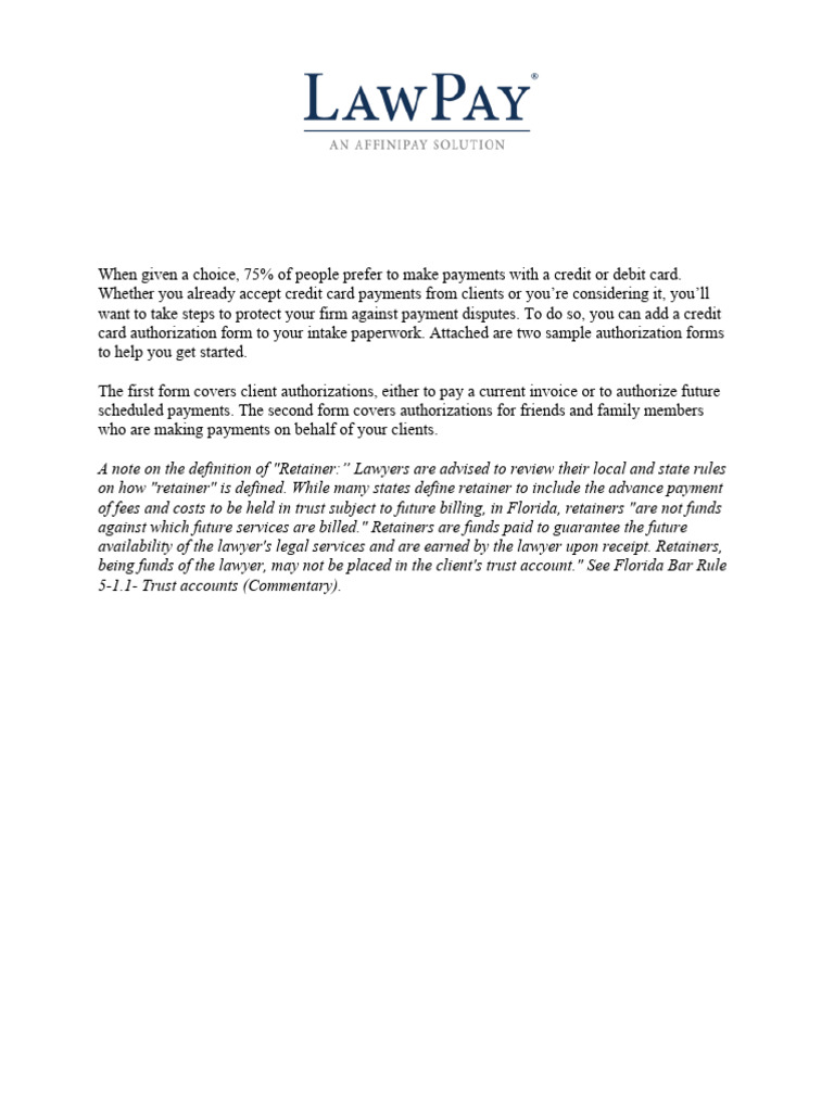 LawPay Sample Credit Card Authorization Forms | PDF | Credit Card ...