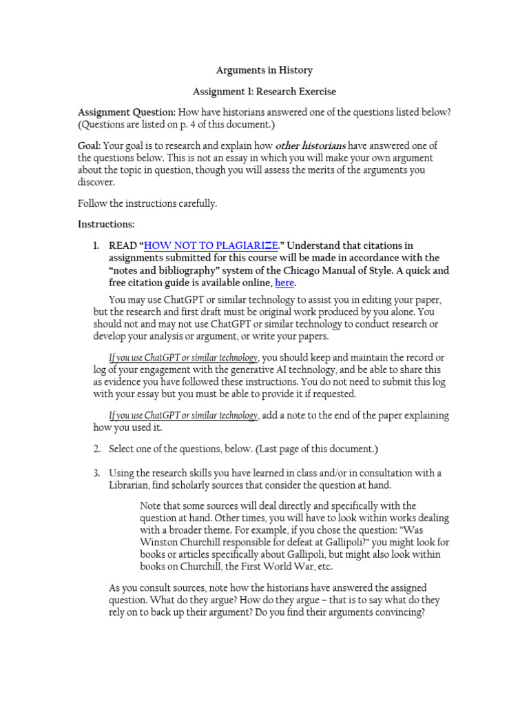 Assignment 1 - Arguments in History | PDF | Essays | Citation