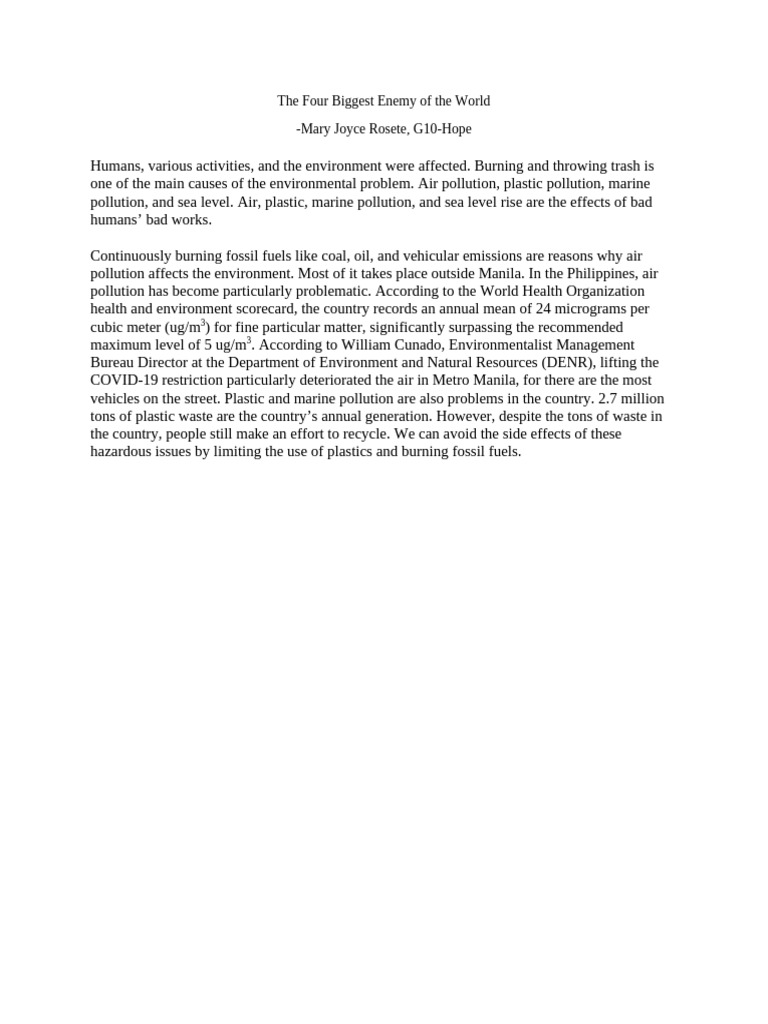 SCINEWS The Four Biggest Enemy of The World | PDF