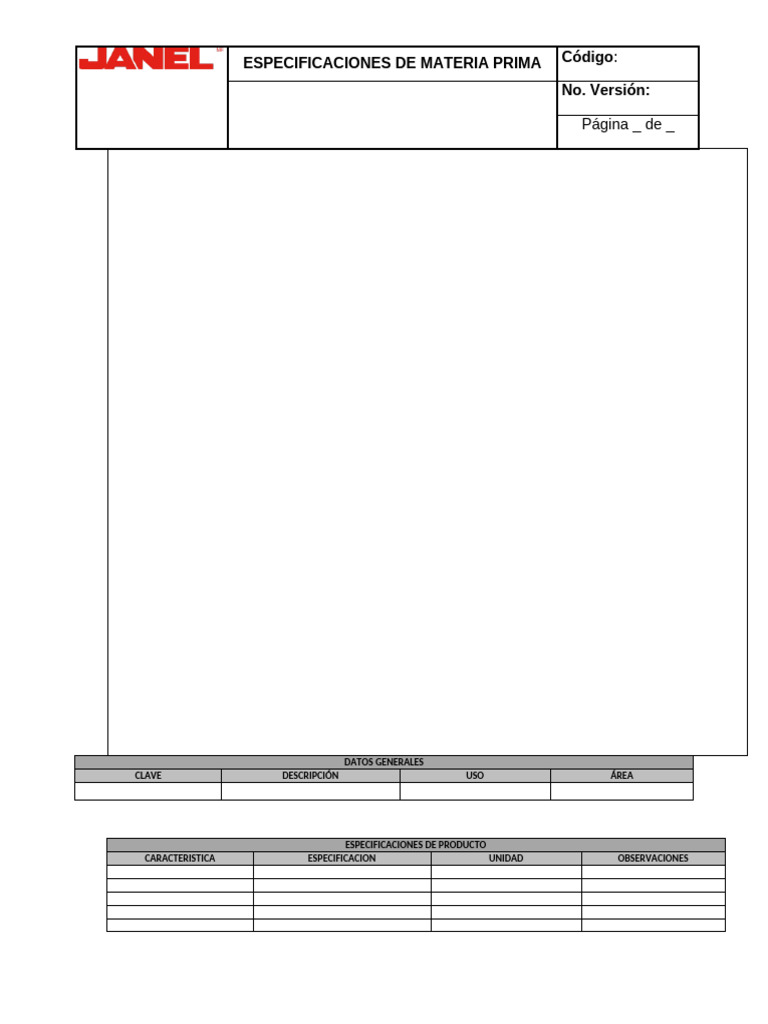 Especificaciones de Materia Prima | PDF