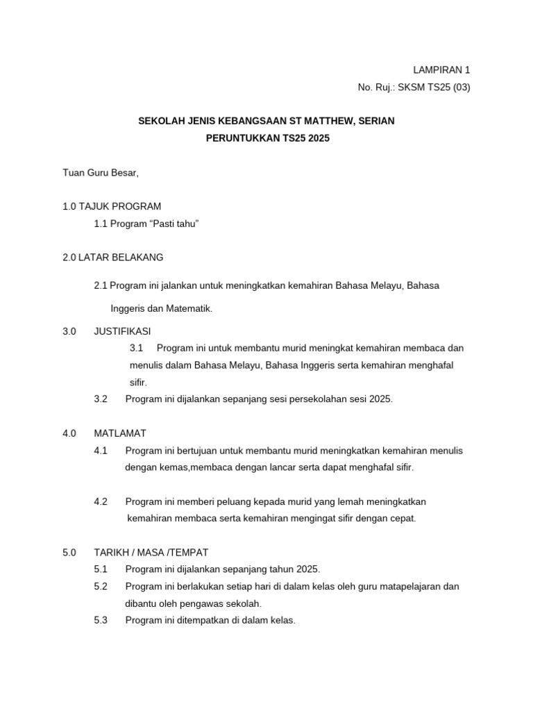 Program Pasti Tahu 2025: Tingkatkan 3M | PDF