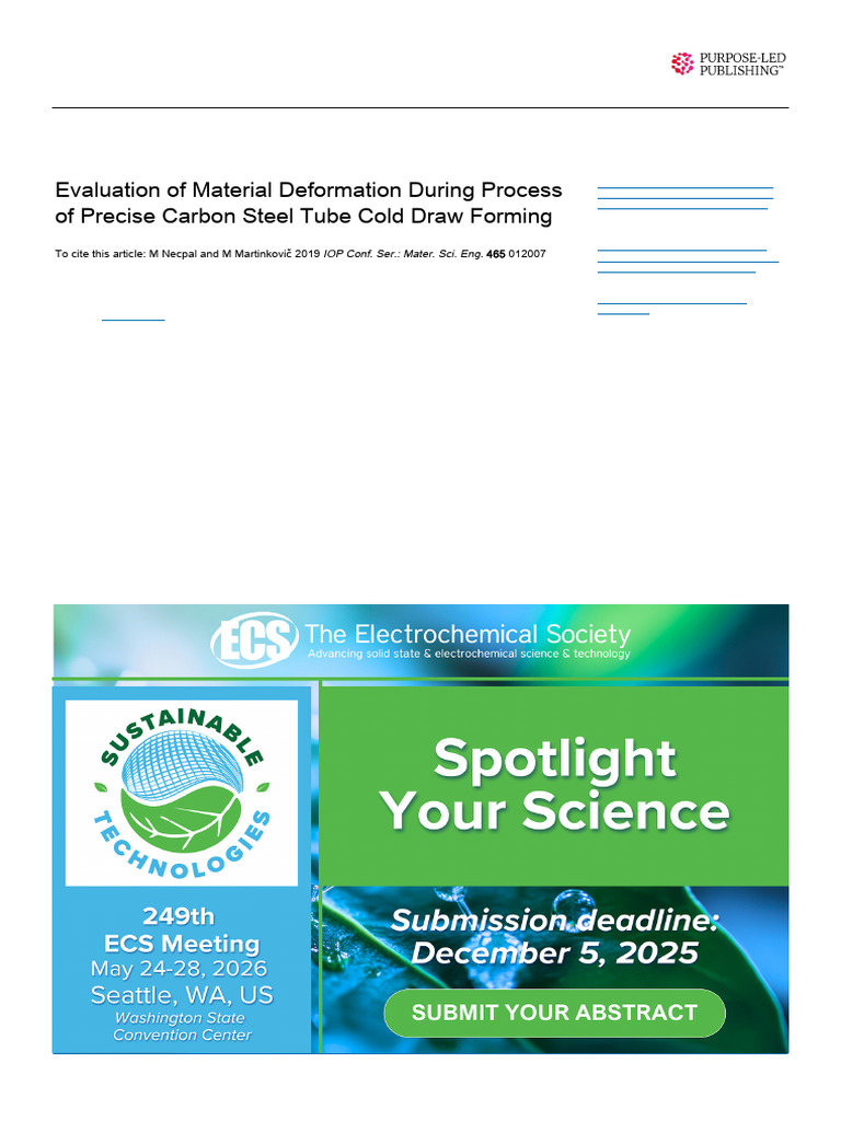 Necpal 2019 IOP Conf. Ser. Mater. Sci. Eng. 465 012007 | PDF | Plasticity (Physics) | Finite ...