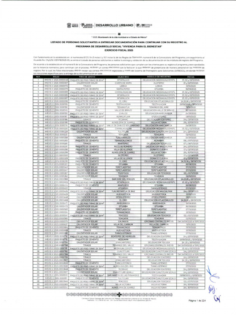 Listado A Entregar Documentación - VPB - 2025 | PDF