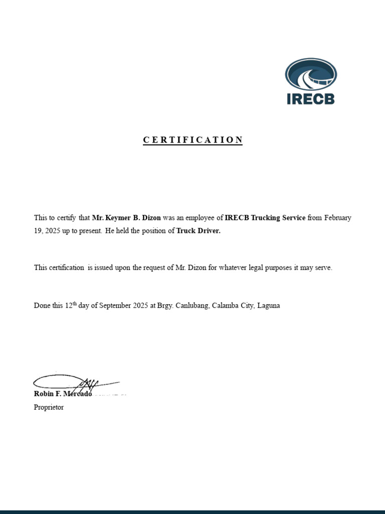 Keymer Dizon COE - Edited | PDF