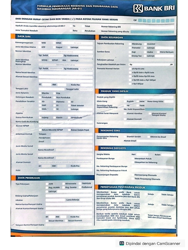 Formulir BRI | PDF