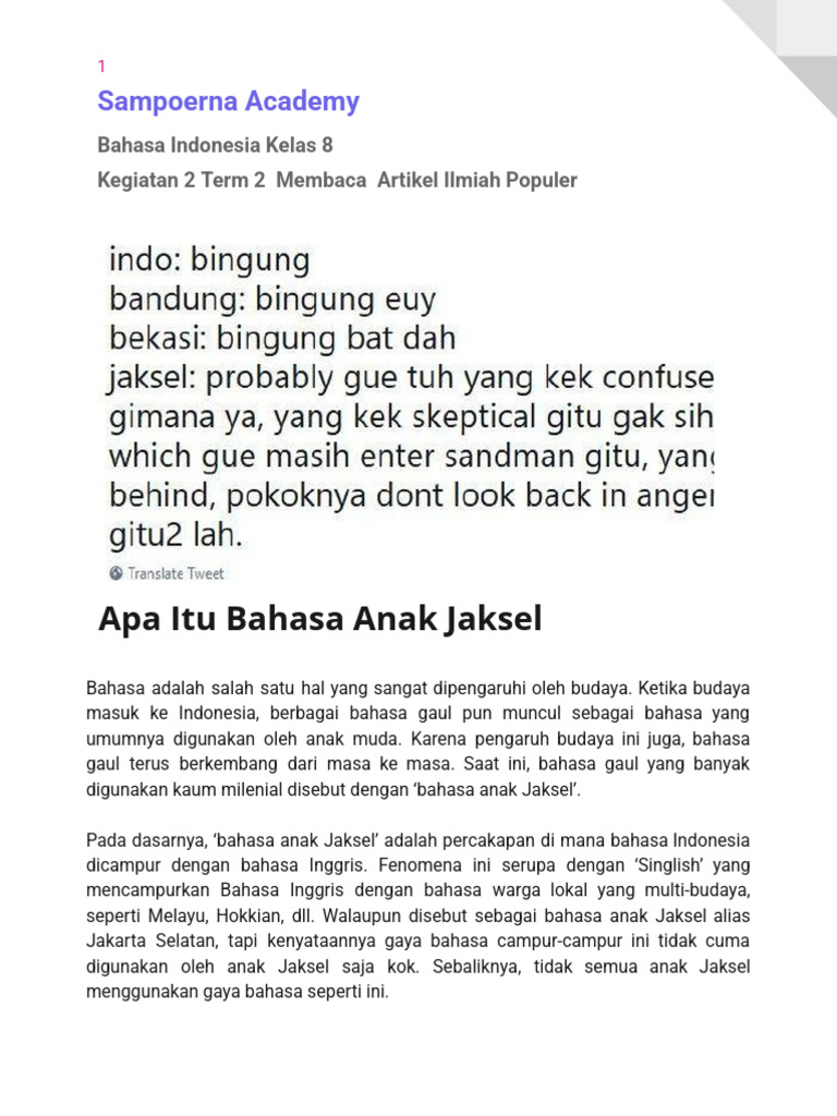 Kegiatan 2 Term 2 Membaca Teks Artikel Ilmiah Populer | PDF