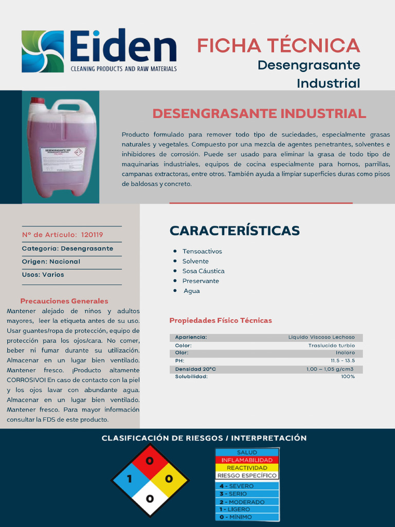 Ficha Tecnica Desengrasante Industrial | PDF