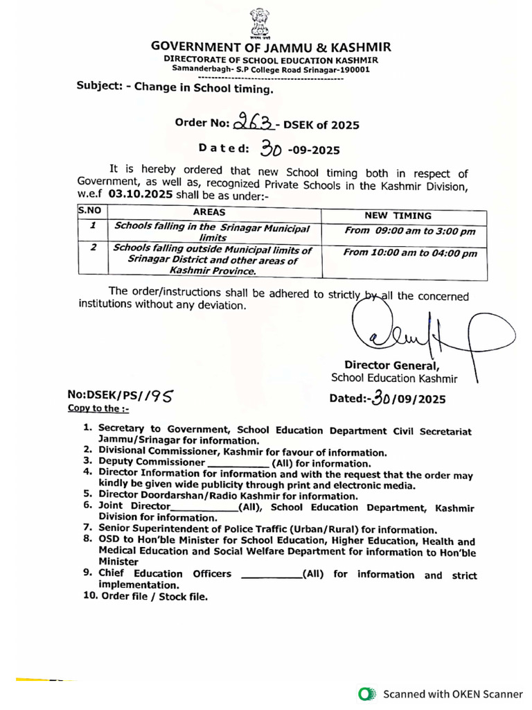 Change of School Timing | PDF
