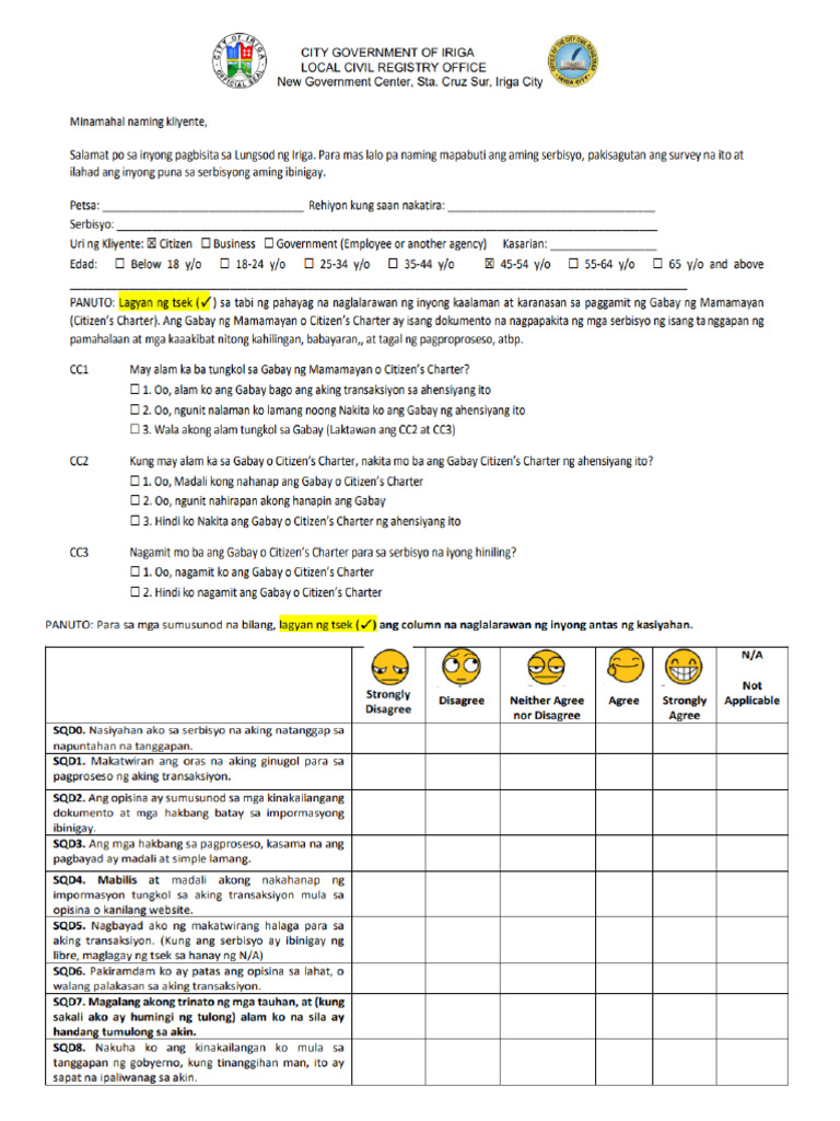 Arta Survey Form | PDF