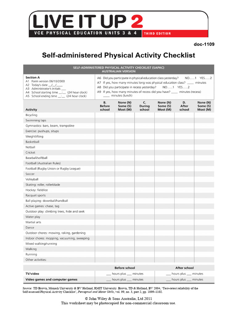 Self Administered Pa Checklist | PDF