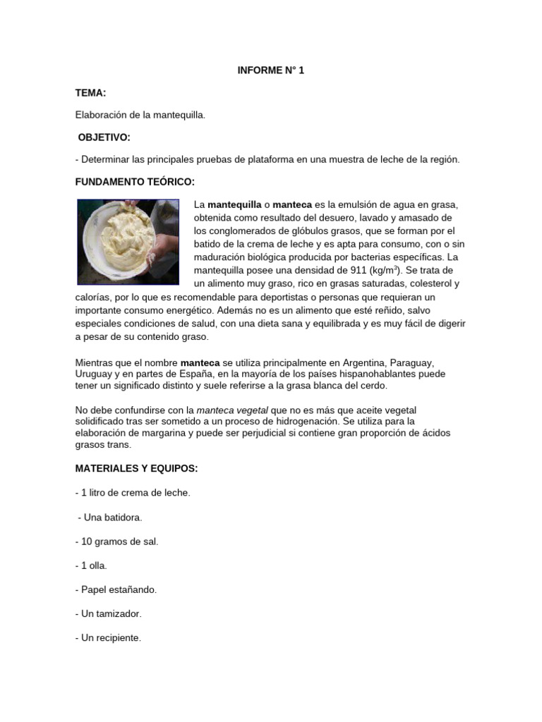 Cómo Elaborar Mantequilla Casera | PDF