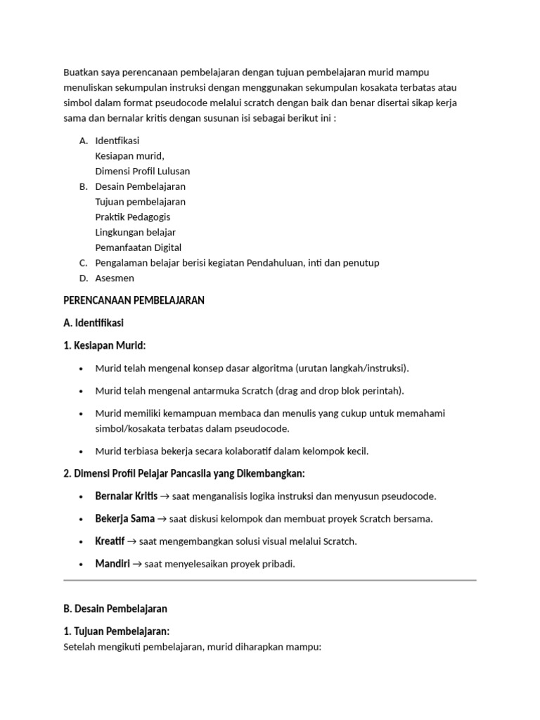 Modul Ajar Pseudocode | PDF