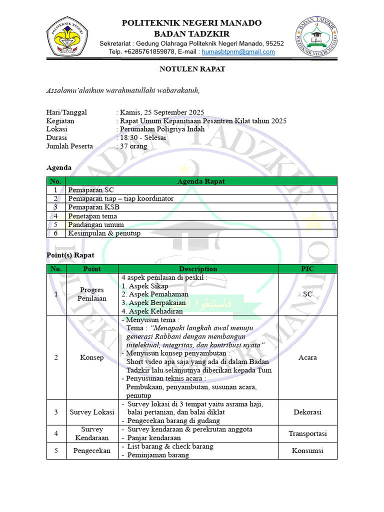 Notulen - Rapat - Umum - Peskil - 2025 - Revisi 3 | PDF