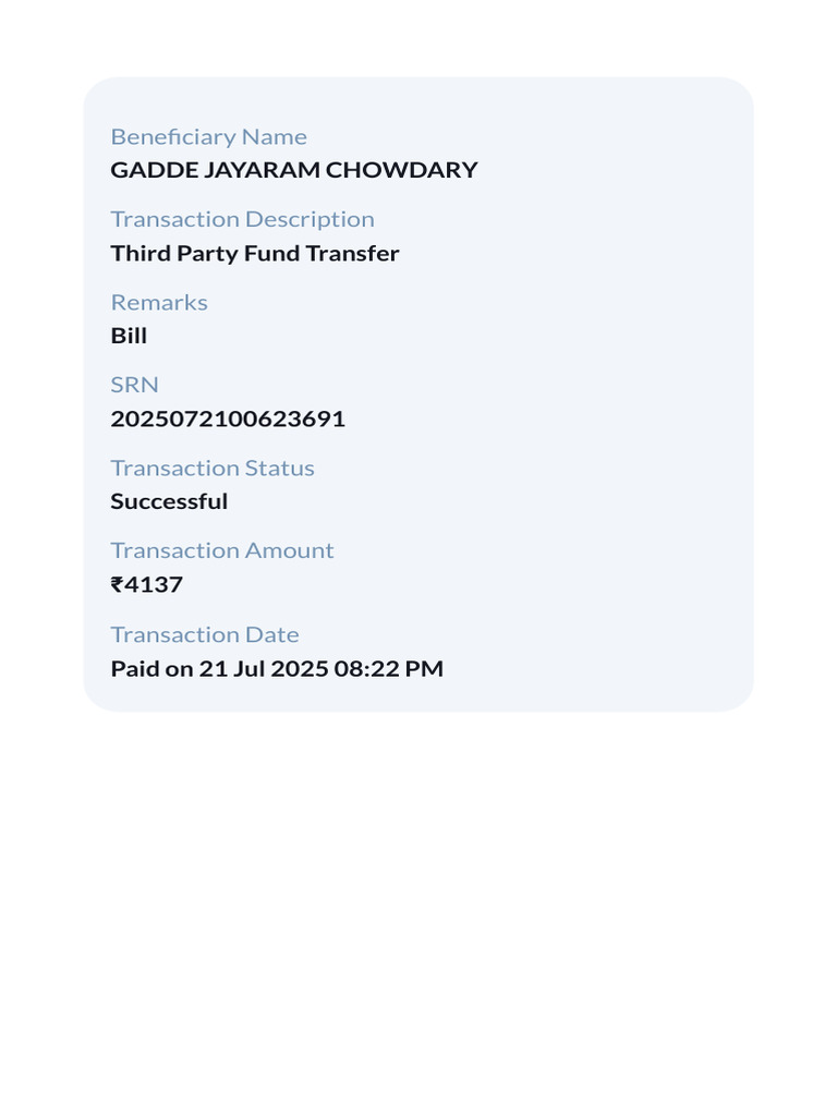 Gadde Jayaram Chowdary: Beneficiary Name | PDF