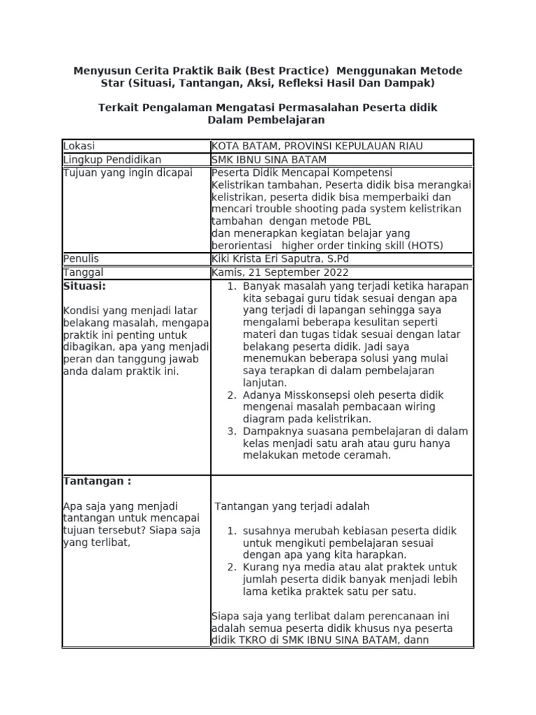 Menyusun Cerita Praktik Baik | PDF