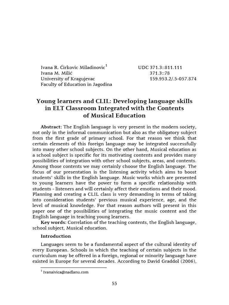 Clil and Young Learners - Music | PDF | Second Language | Learning