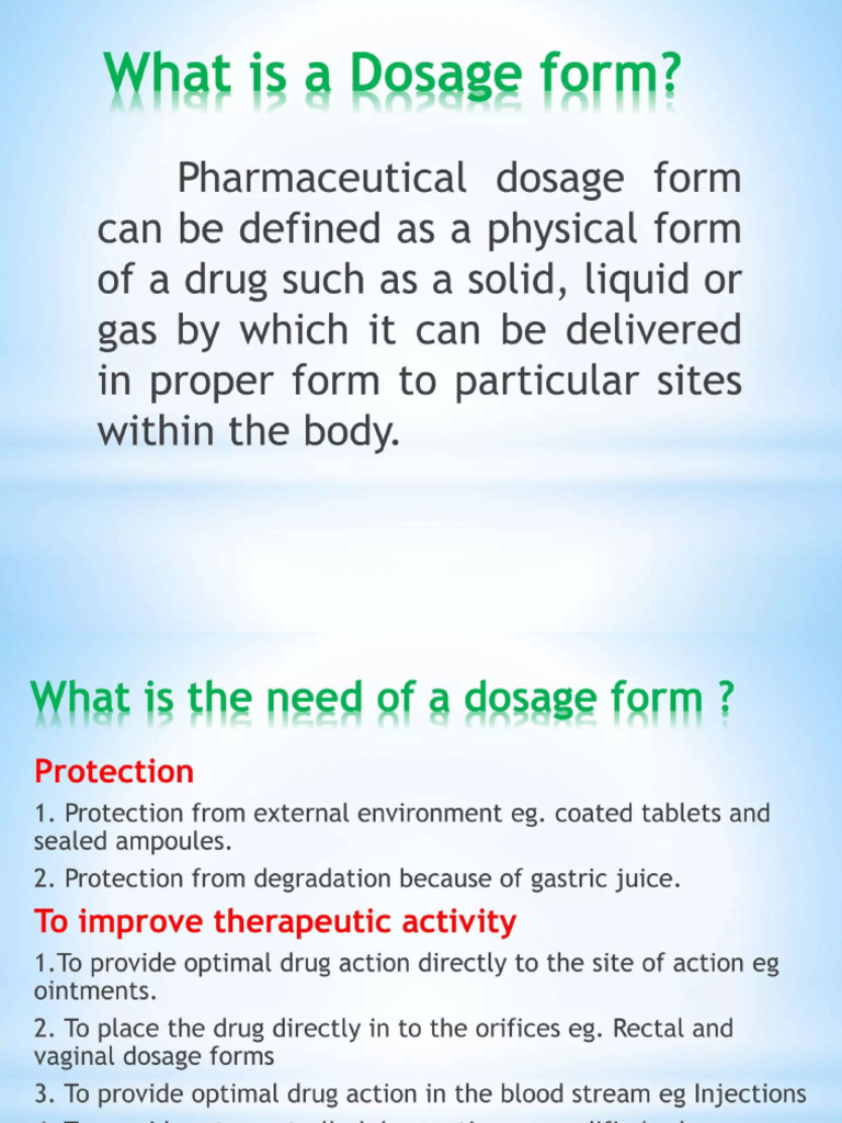 Introduction To Dosage Forms | PDF