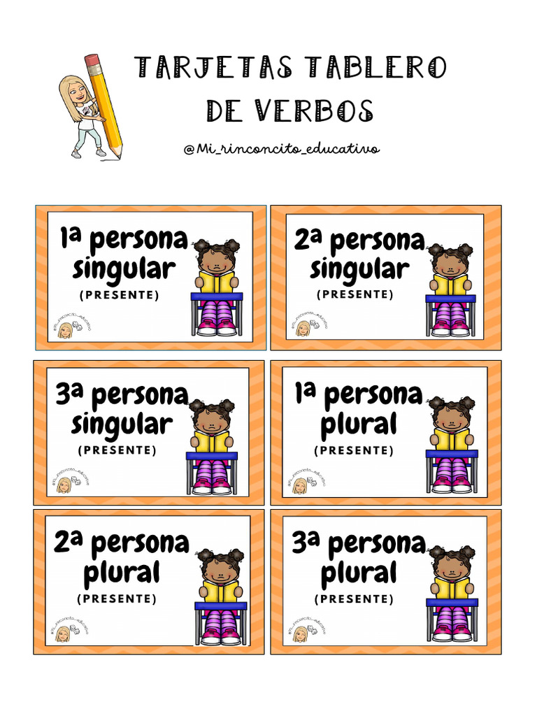 Tarjetas Tablero de Verbos | PDF