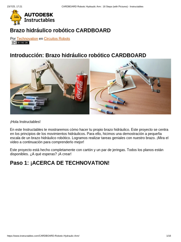 CARDBOARD Robotic Hydraulic Arm 16 Steps (With Pictures ...
