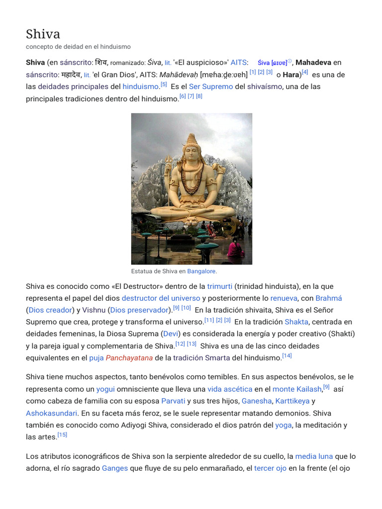 Shiva - Wikipedia, La Enciclopedia Libre | PDF | Shiva | Concepciones ...