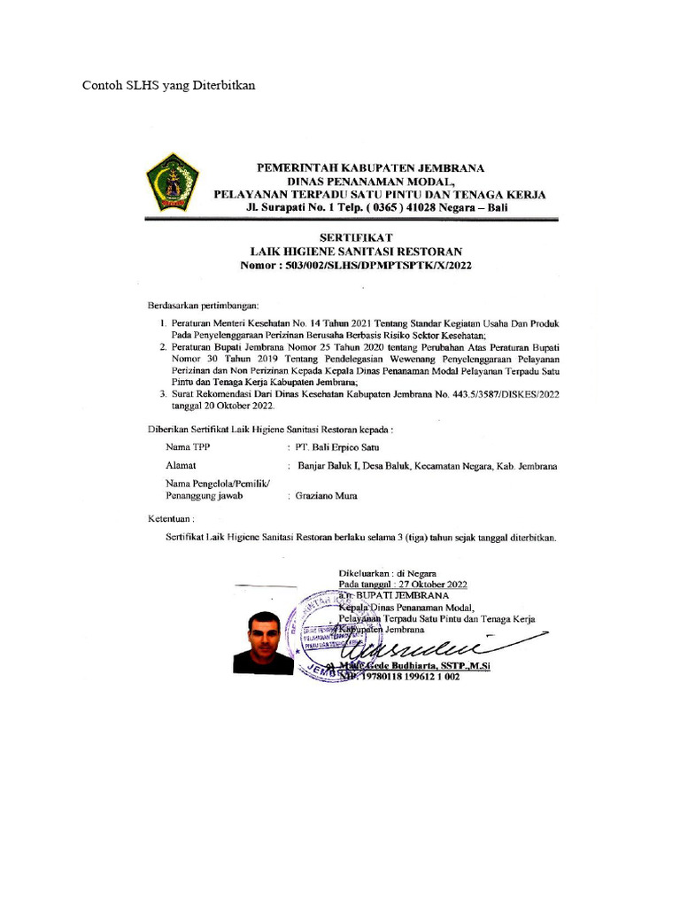 Contoh SLHS Yang Diterbitkan | PDF