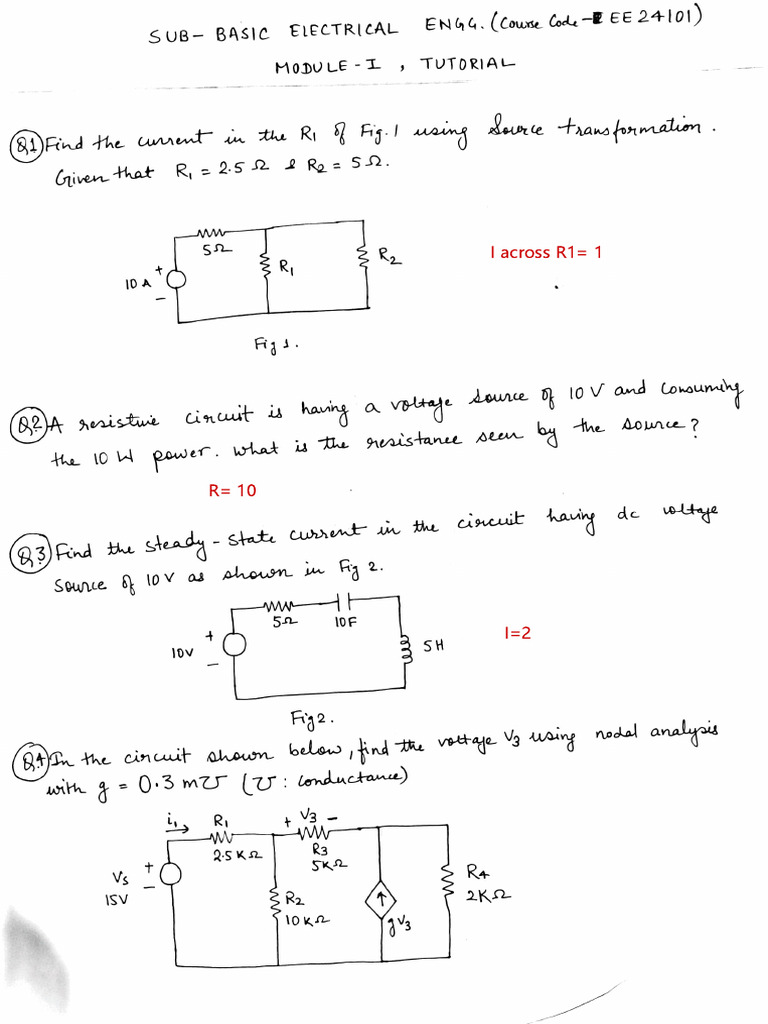 BEE Module 1 Tutorial Problems | PDF