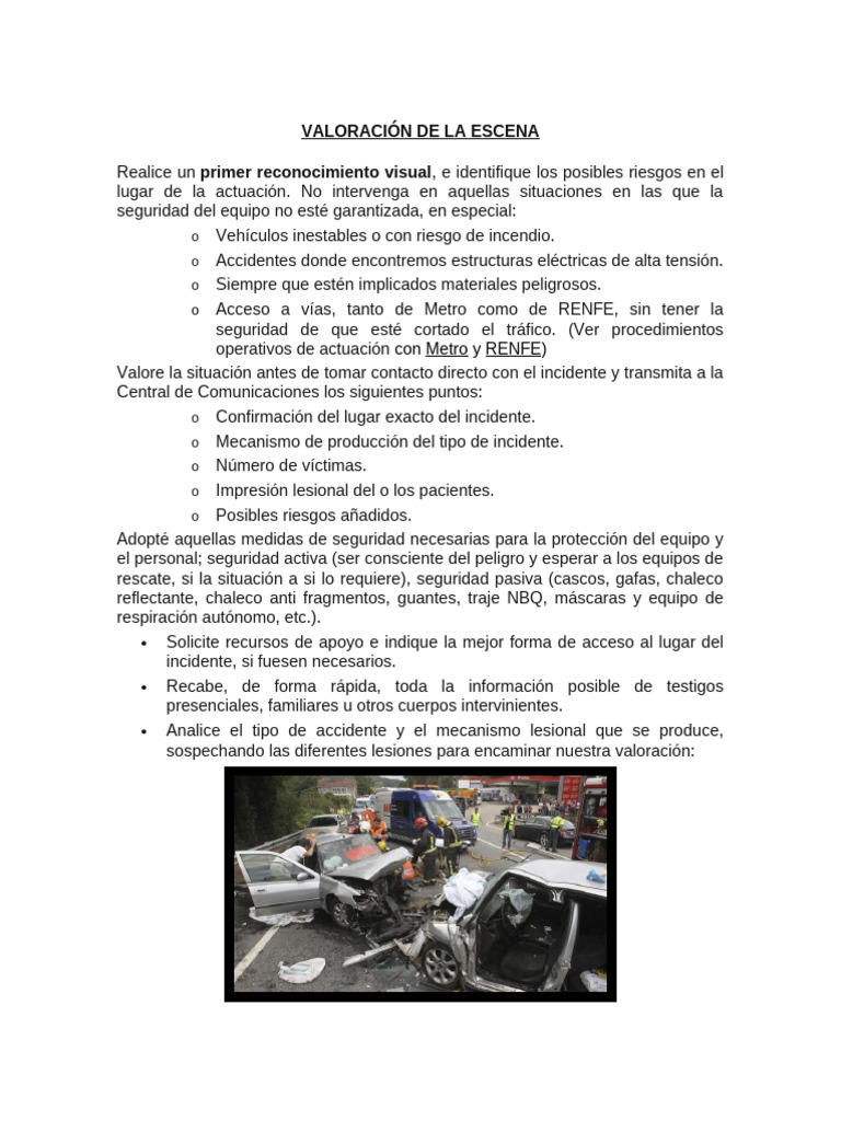 Valoración de La Escena | PDF | Lesión | Traumatologia