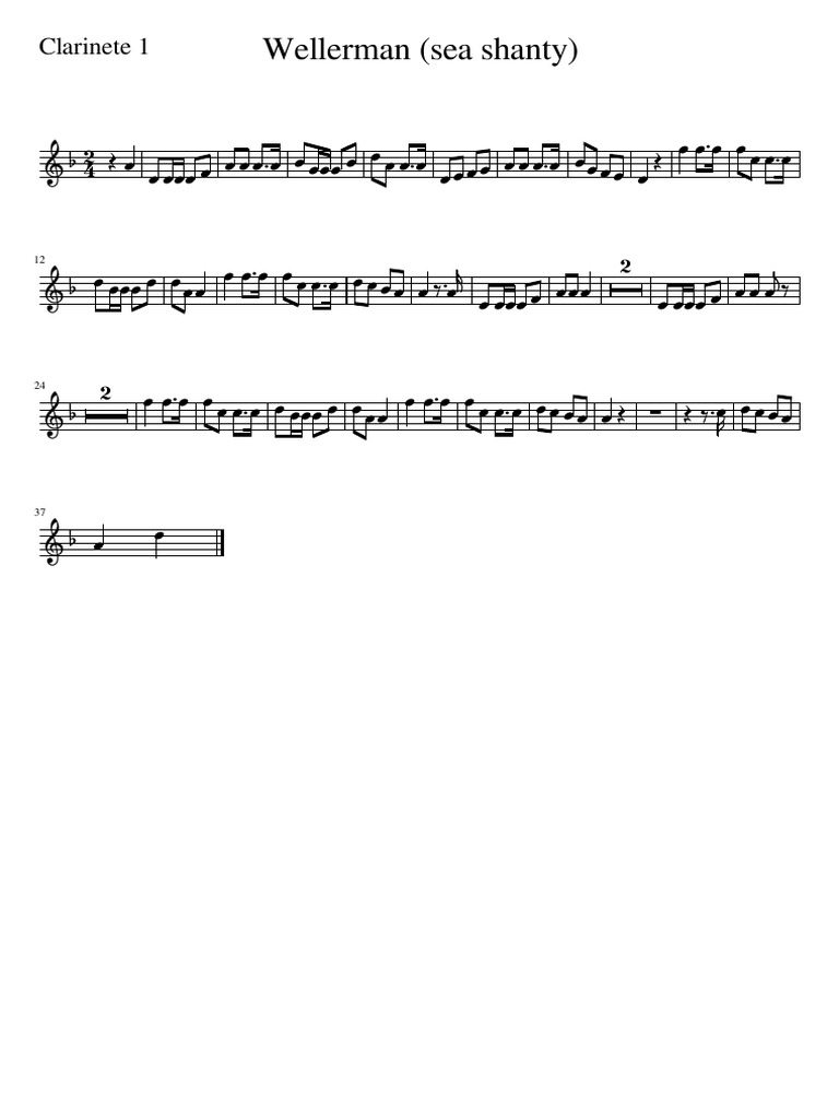 Wellerman Sea Shanty Clarinet Sheet Music | PDF