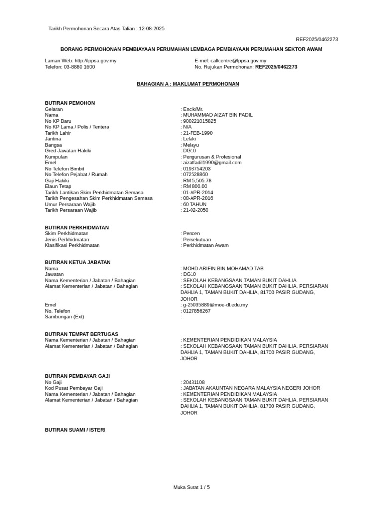 Borang Permohonan Atas Talian | PDF