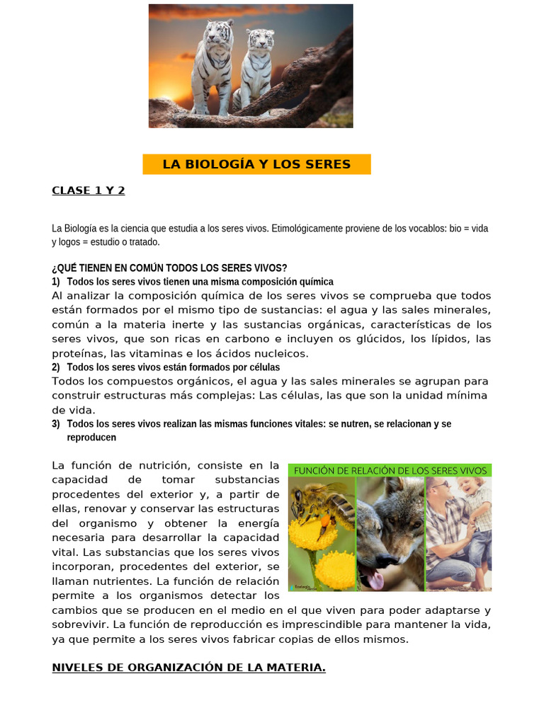 Clase 1 - La Biología y Los Seres Vivos | PDF | Organismos | Vida