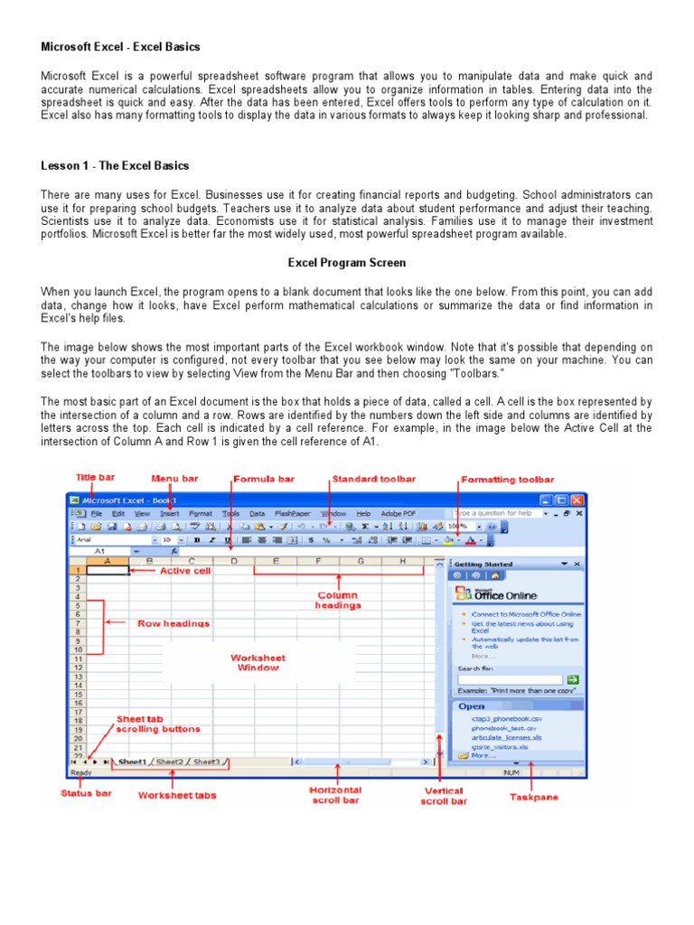 Microsoft Excel Basics Guide | PDF | Spreadsheet | Microsoft Excel
