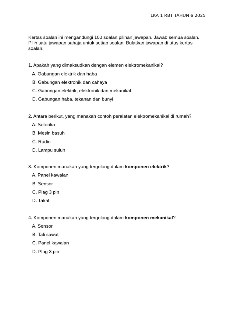 Lka 1 RBT Tahun 6 | PDF