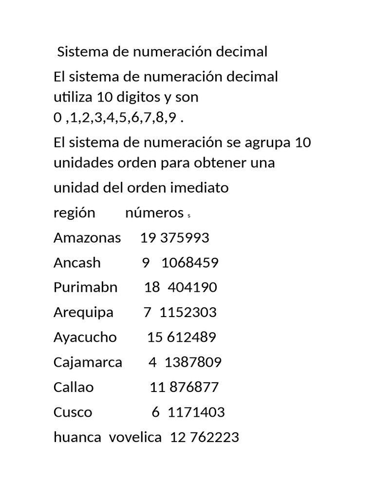 Introducción al Sistema Decimal | PDF