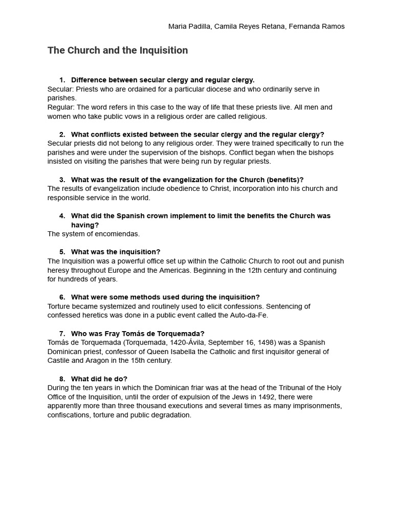 The Church and The Inquisition | PDF | Spanish Inquisition | Catholic ...