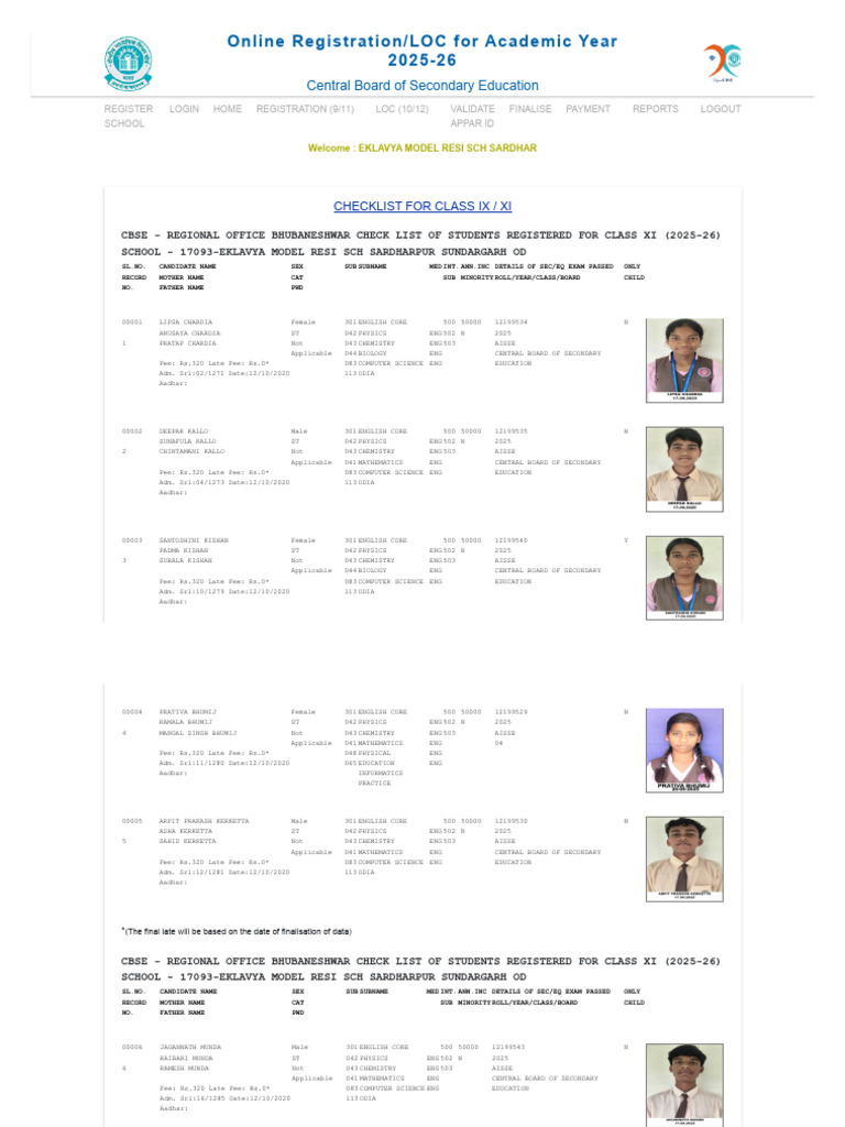 Class XI Student Registration Checklist 2025 | PDF | Educational ...