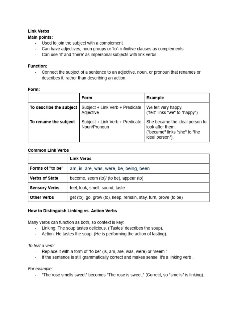 Link Verbs | PDF