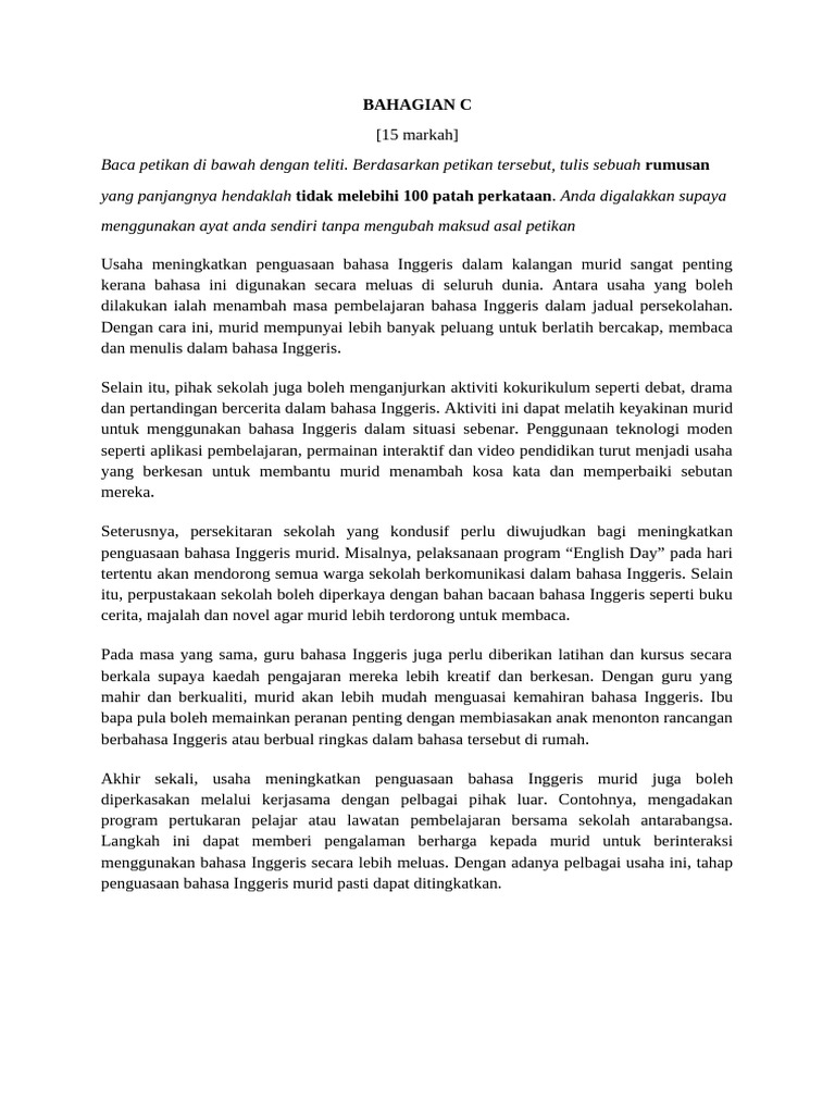 Latihan Ringkasan UASA Tingkatan 2 BM | PDF