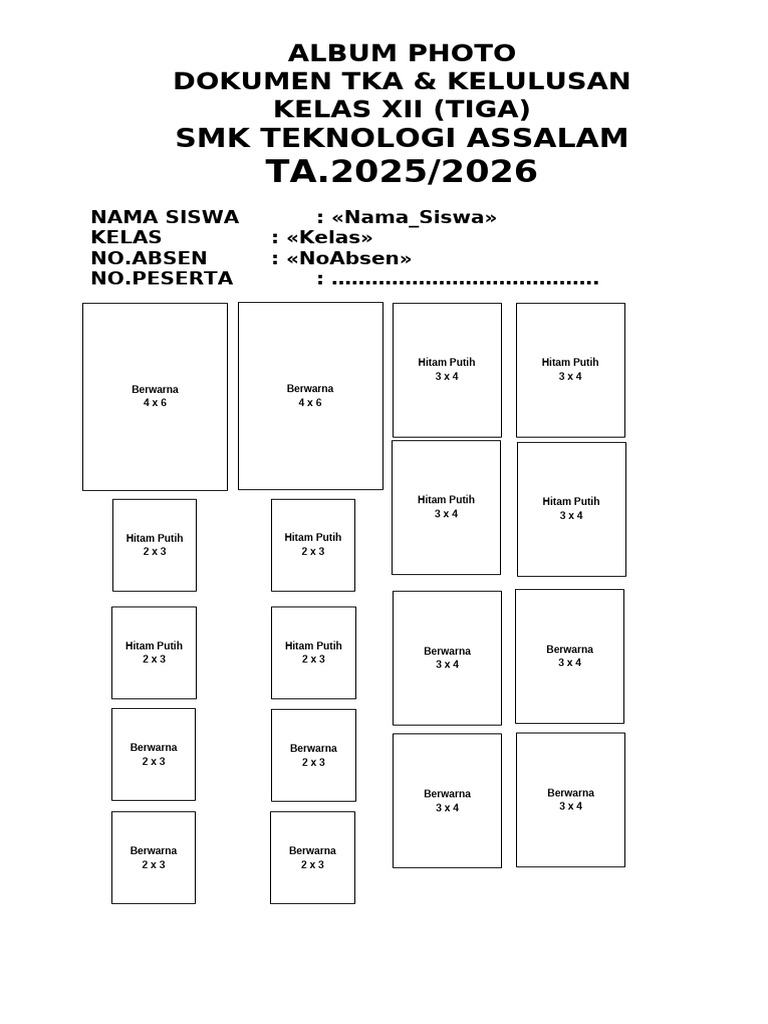 Album Photo Dok Tka+Lulus Kelas Xii Txs.2526 | PDF