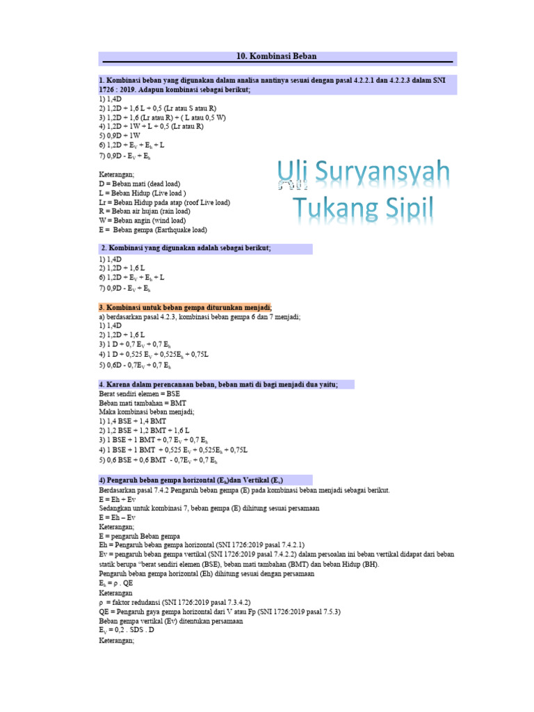 Kombinasi Beban SNI 1726:2019 | PDF