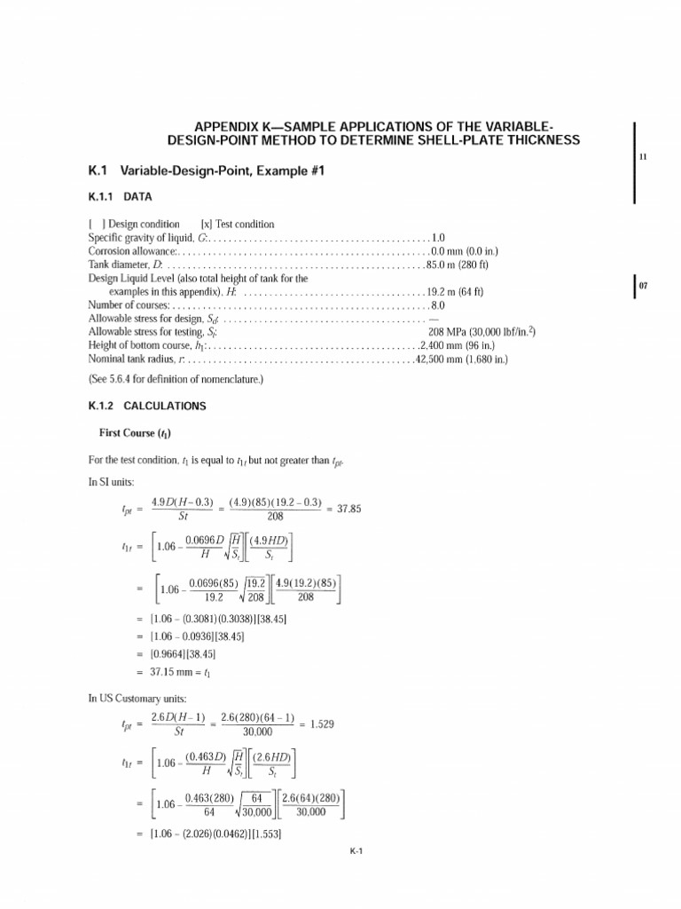 API 650 - Welded Steel Tanks For Oil Storage Appendic K | PDF