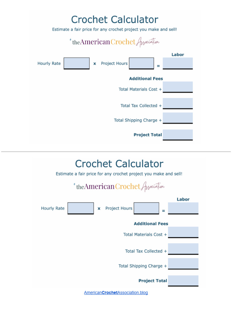 Crochet Calculator - American Crochet Association | PDF