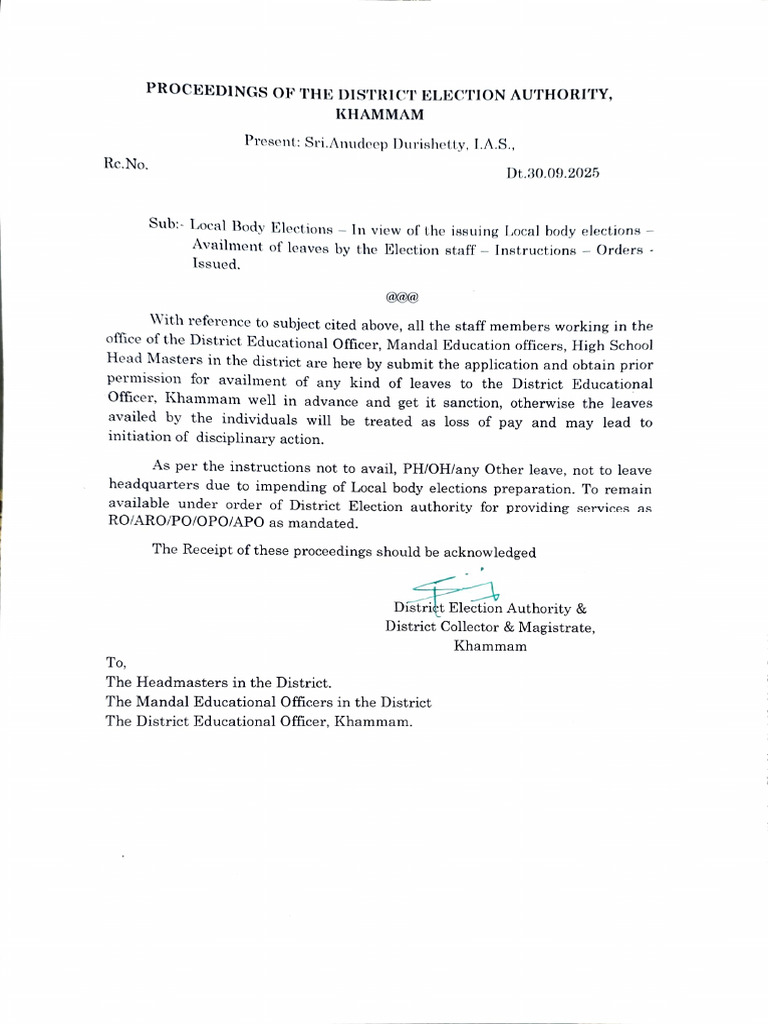 Election Code - Leave Sanction | PDF