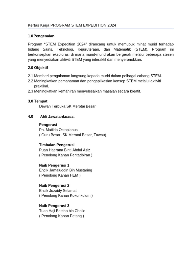 Program STEM Expedition 2024 SK Merotai | PDF